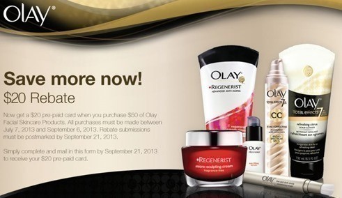 New Olay Rebate | Spend $50 get a $20 Pre-Paid Card (Starts July 7th ...