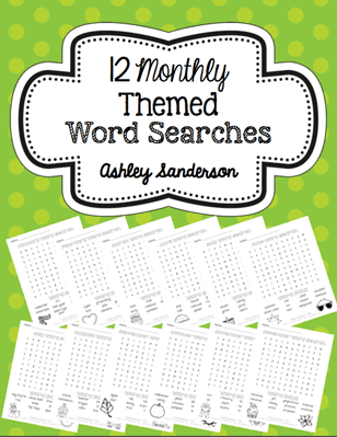 Educational Freebie: 12 Monthly Themed Word Searches (+ Up to 10 FREE ...