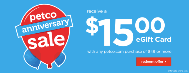 Petco: FREE $15 eGift Card with $49 Purchase + FREE Shipping | The ...